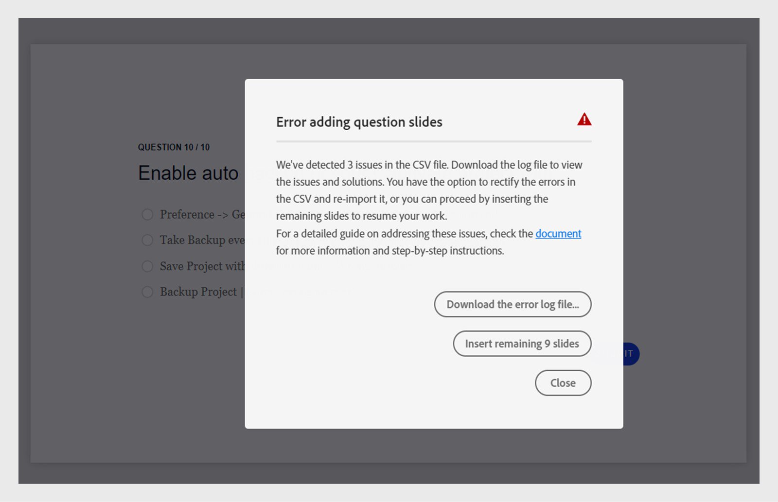 Import questions as csv Import questions as csv